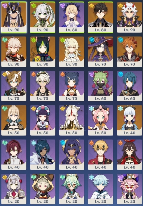[AR 56, EU] Female Traveler | 36 Characters | 5* Cyno, Nahida, Hu ...